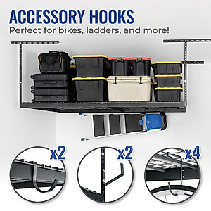 SafeRacks 4x8 Overhead Garage Storage Rack Heavy Duty - Hammertone (24"-45") - Holds 600 lb