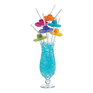 Fun Express - Sombrero Tissue Straws for Cinco de Mayo - Party Supplies - Drinkware - Straws - Cinco de Mayo - 12 Pieces