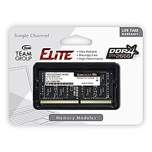 TEAMGROUP Elite DDR4 32GB Single 2666MHz PC4-21300 CL19 Unbuffered Non-ECC 1.2V SODIMM 260-Pin Laptop Notebook PC Computer Memory Module Ram Upgrade - TED432G2666C19-S01