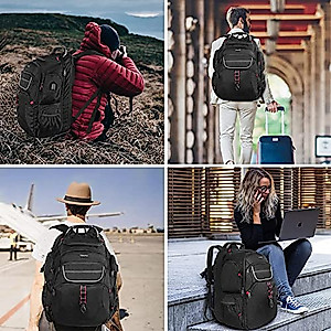 Travel Laptop Backpack, Large Expandable Backpacks with USB Charging Port, Anti Theft College School Bookbag Airline Approved, TSA Business Bag Gift for Women Men Fit 17.3 Inch Computer, Black