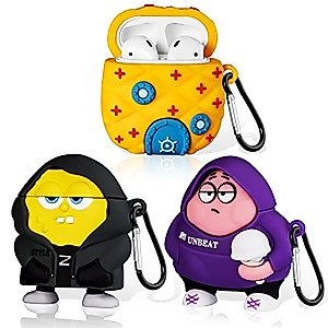 [3Pack] Case for Airpods 2/1 Cute 3D Cartoon Character Funny Anime for AirPod 2nd/1st Generation Case Shockproof Silicone Protective Cover for Airpods 1&2 Gen with Keychain Women Men Teenagers