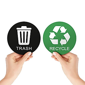 Recycle Stickers for Trash Can - Vinyl Recycle and Trash Signs, Labels for Recycling, Decals for Trash Bins, 6" Outdoor & Indoor Use, Premium Vinyl Self-Adhesive Stickers with Protective Film