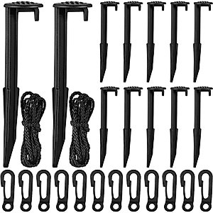 Inflatable Stakes and Tethers, Plastic Stake, Tether with Hook Inflatable Spikes Replacement Yard Halloween Christmas Holiday Inflatable Decoration Accessories for Garden Home Lawn (24 Pieces)