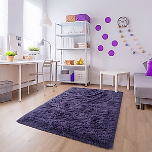 Noahas Fluffy Taro Purple Rug for Living Room 8x10 Area Rugs,Thick Plush Shag Rug,Large Living Room Rugs,Big Fuzzy Carpet,Shaggy Rugs for Bedroom,Soft Comfy Kids Nursery Rug Living Room Decor