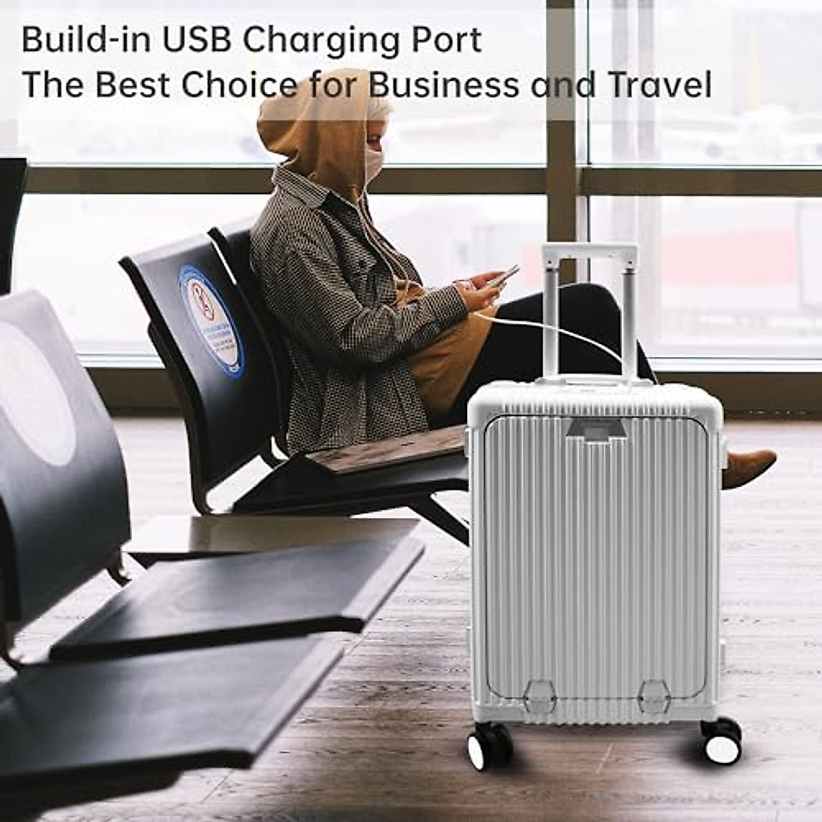 20in Hard Case Spinner Luggage with TSA Lock, USB Port, Cup Holder & Phone Holder by Sailortenx