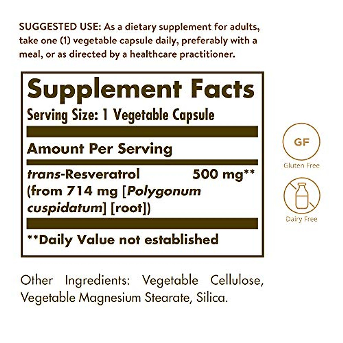 Solgar Resveratrol 500 mg, 30 Vegetable Capsules - Antioxidant Protection - Gluten Free, Dairy Free - 30 Servings