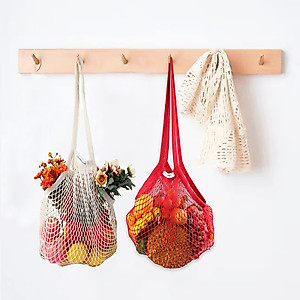 5 Pack Reusable Cotton Mesh Grocery bags with long handle shopping net bags vegetable bags string bag produce for groceries net shopping bags string grocery bag knit tote bags Portable Washable