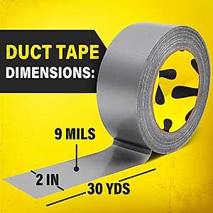 Duct Tape Heavy Duty Waterproof - Silver Tape 90 Feet x 2 Inch - 5 Roll Pack Duct Tape Bulk - Flexible, No Residue, Strong, Easy Tear and All-Weather Tape - Grey Heavy Duty Duct Tape for DIY Repairs