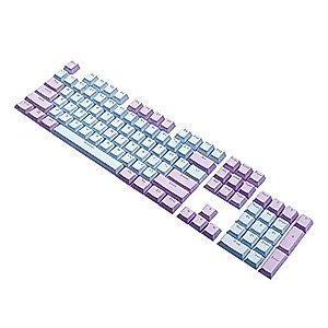 Better Livin 104 Doubleshot, ANSI Layout, OEM Profile, Cherry MX keycaps, Translucent Backlit Compatible Gaming Keyboard keycaps for 61/87/104 Keyboards (Purple-Blue)