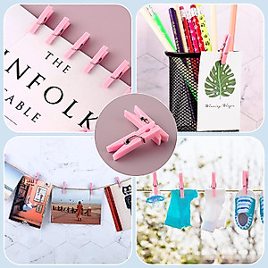 Qunclay 50 Pieces Clothes Pins for Baby Shower Clothespins Plastic Baby Shower Pins Small Baby Shower Decorations for Party Gender Reveal Game DIY, 1.37 Inches(Pink)