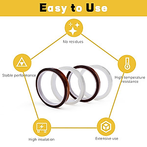 HTVRONT Heat Tape for Sublimation, 4 Rolls 10mm x33m 108ft Heat Resistant Tape for Heat Press, Heat Transfer Tape Thermal Tape for Electronics & Heat Vinyl Press Tape No Residue(Transparent)