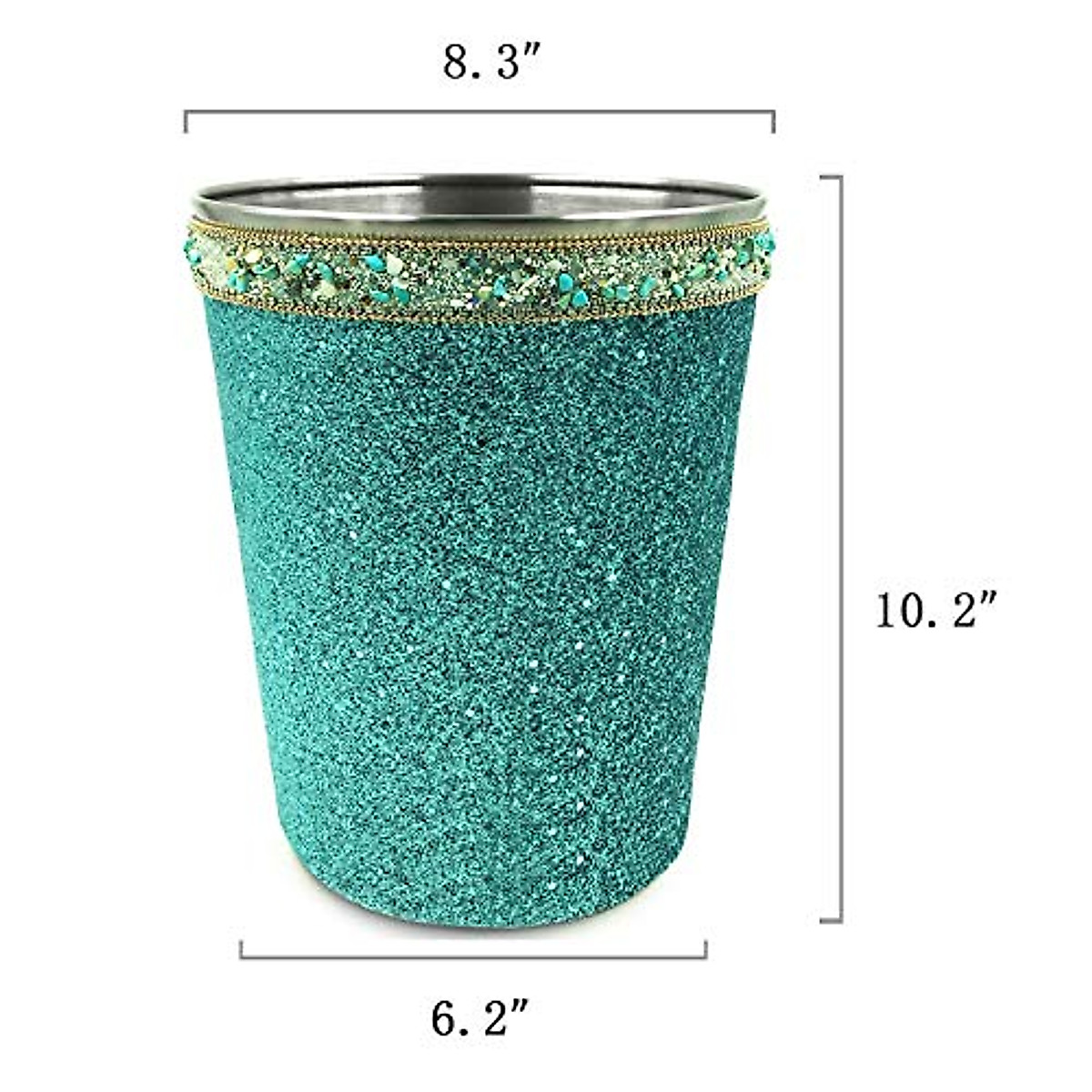 Decorative Trash can Glitter Mosaic Beach Trash can Wastebasket Garbage Can for Bathroom