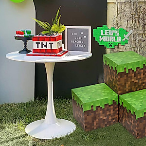 Ocnova Large Pixel Boxes for Game Miner Theme Birthday Decorations, Pixel Video Game Party Supplies, Gaming Pixelated Cubes (Set of 4)