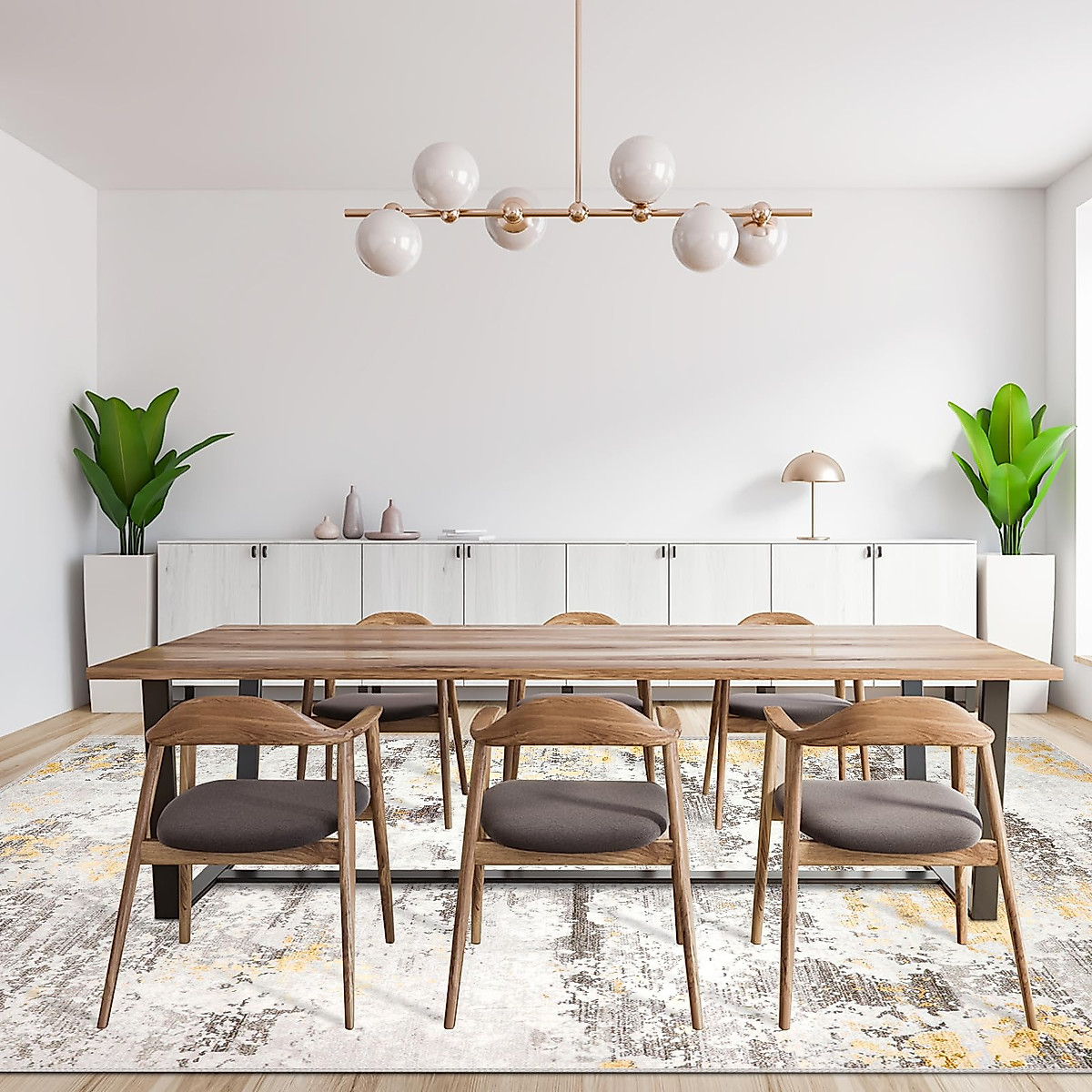 Washable Rug 8x10 Area Rugs: Abstract Rugs for Living Room Soft Non-Slip Machine Washable Area Rug Foldable Indoor Low Pile Large Rugs for Bedroom Dining Room Nursery Kitchen Office-Beige Rug 8x10