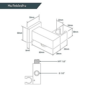 Huifeidezhu Shower Head Holder Adjustable Matte Black Handheld Showerhead Wand Bracket Soild Brass 360 Degree Rotation Sprayer Holder with Check Valve Wall Mount for Bathtub Faucet Set/ Shower System