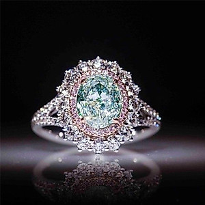 LALANG Green Zircon Pink Crystal Women Finger Ring Colorful Casual Joint Ring Accessories(Size 6)