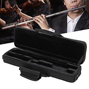 Flute Carry Case with Adjustable Strap and Handle - Padded Instrument Case for 16-Hole Flute - Exterior Pocket (Black)