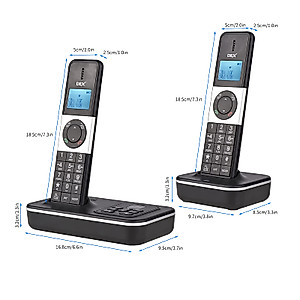 BISOFICE D1002 TAM-D 2-Handset Cordless Phone with Answering Machine Caller ID/Call Waiting 1.6 inch LCD 3 Lines Screen Display Rechargeable Batteries Support 16 Languages for Office Home Conference