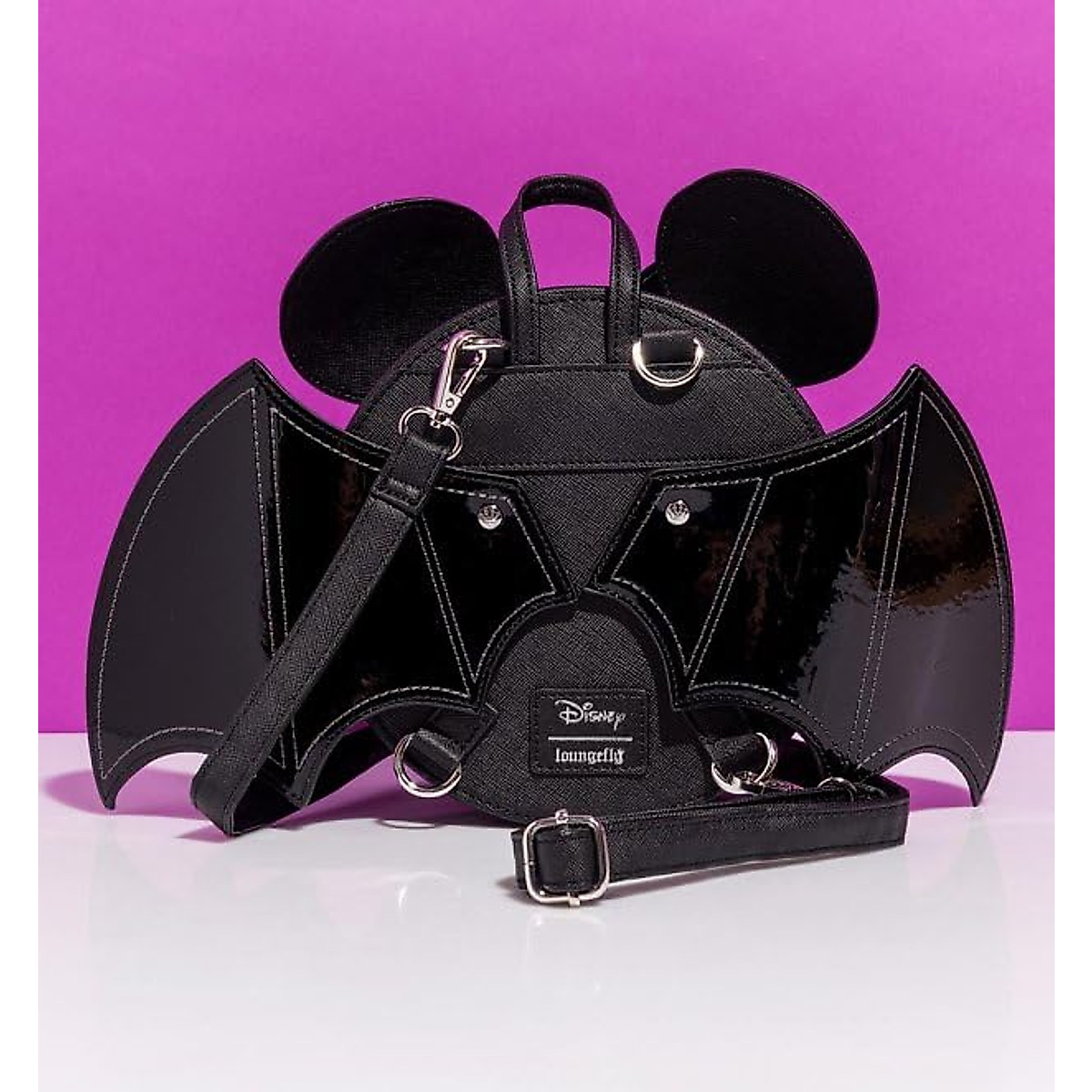 Loungefly X LASR Exclusive Disney Minnie Bat Convertible Mini Backpack - Fashion Cosplay Disneybound Cute Backpack