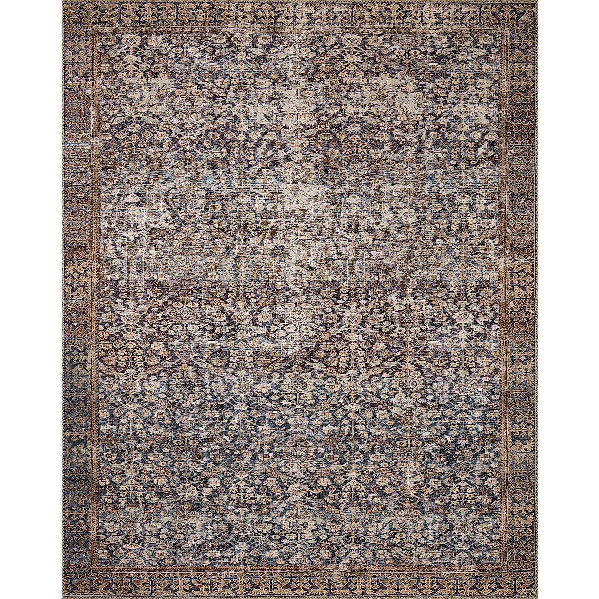 Loloi Amber Lewis x Loloi Georgie Collection GER-05 Denim / Spice, 3'-0" x 12'-0", 0.19" Thick Runner Rug