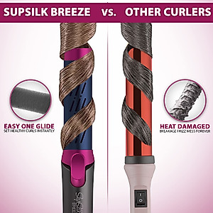 Supsilk Breeze Airflow Hair Styler, 2-in-1 Hair Straightener and Curler, Create No Damage Long Last Bouncy Curls Waves & Smooth Straight, Ceramic Tourmaline Flat Iron Curling Iron with 5 Heat Settings