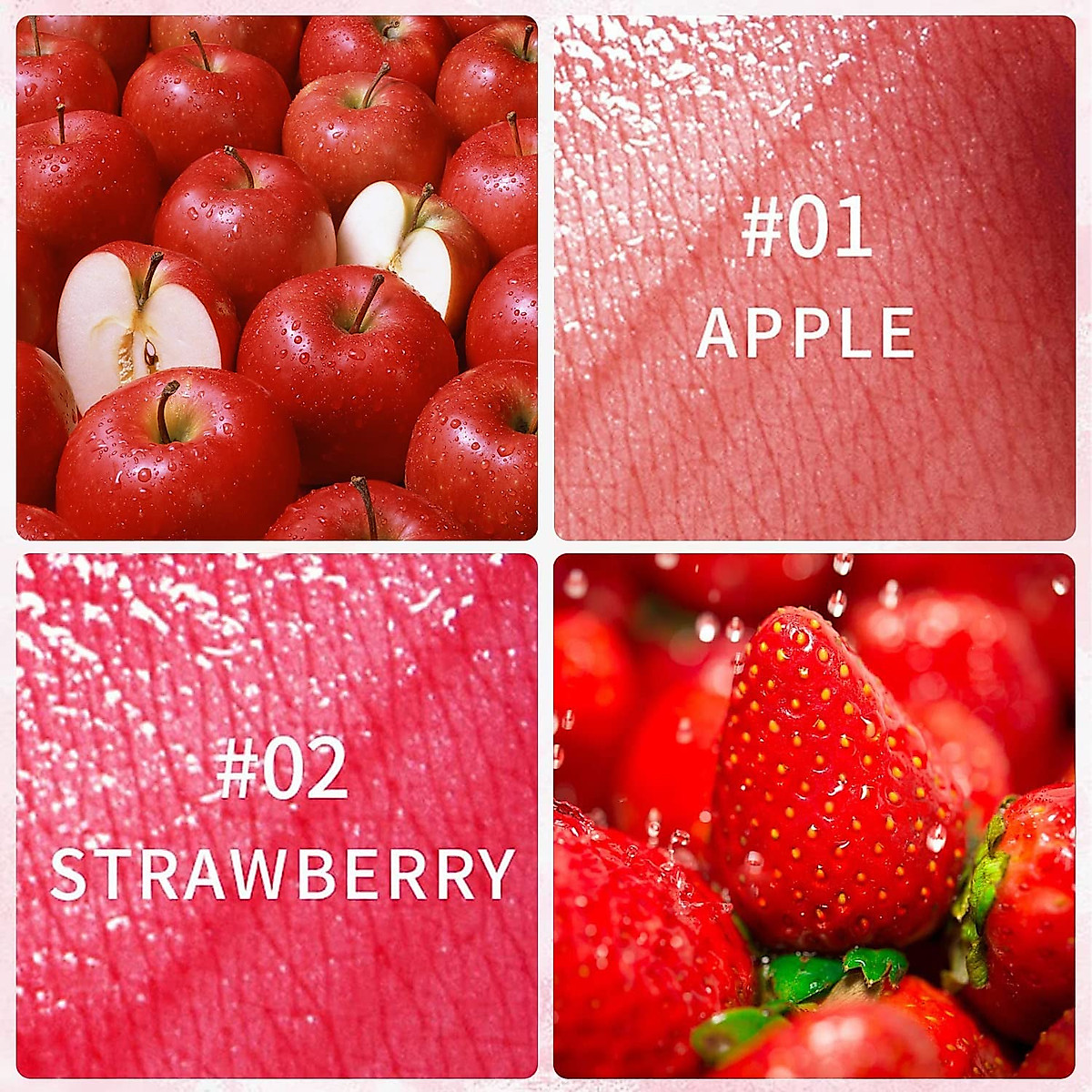 4 Colors Lip Tint Stain Set,Korean Lip Gloss Lip Tint Stain Mini Liquid Lipstick Multi-use Lip and Cheek Tint Long Lasting Non-Stick Cup Waterproof, High Pigment Vivid Color Lip Tint Makeup