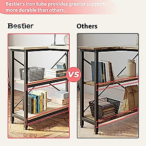 Bestier Small L Shaped Desk 47 Inch Computer Corner Desk with Storage Shelf Reversible Home Office Writing Study Table for Bedroom Small Space, Light Oak