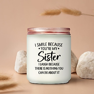 Maybeone Christmas Gifts for Sister - Big Sister Birthday Mothers Day Valentines Day Gifts from Sister Brother - I Smile Because You are My Sister Candle