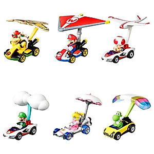 Hot Wheels Die-Cast Mario Kart Princess Peach in B-Dasher Kart with Peach Parasol Glider