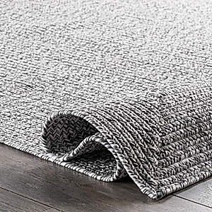 nuLOOM Wynn Braided Indoor/Outdoor Runner Rug, 2' 6" x 6', Light Grey/Salt and Pepper