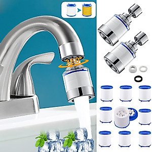 pzlobiet Bathroom Sink Filter, Faucet 360 Degree Rotating Filter Purifier Kitchen Tap Filtration Removes Chlorine Fluoride Heavy Metals Hard Water for Home & Bathroom(2 Pcs)