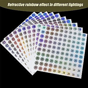WBQMUNY 30 Sheets 1 to 30 Waterproof Reflective Laser Number Stickers,Round Self Adhesive Stickers/Inventory/Storage Organizing Stickers