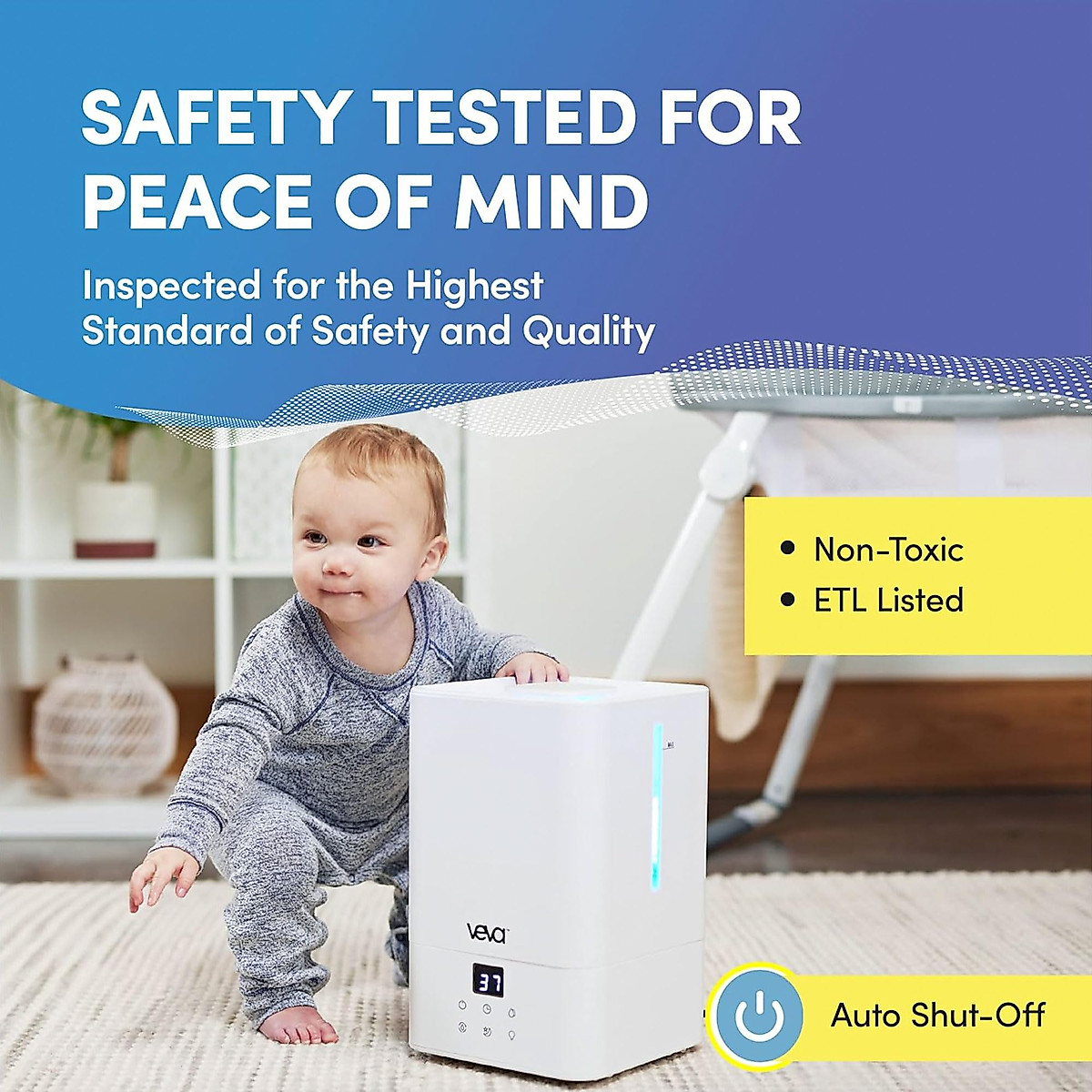 VEVA Humidifiers for Bedroom Large Room 4.5L, Cool Mist Water Vaporizer Essential Oil Diffuser, Quiet Humidifiers for Baby, Covers up to 323 Sq. Ft.