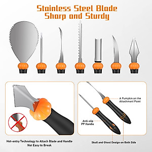 AIR PROPELLER Pumpkin Carving Kits with 7PCS of Stainless Steel Pumpkin Carving Tools,Professional Pumpkin Carving Knife for Jack-O-Lanterns,Pumpkin Carver Kit with Carrying Bag