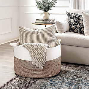 INDRESSME XXXLarge Cotton Rope Basket Woven Baby Basket set of 2