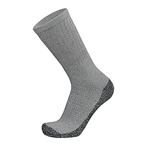 6 Pairs Mens Heavy Duty Steel Toe Work Crew Socks (Gray, US Shoe Size 9-12)