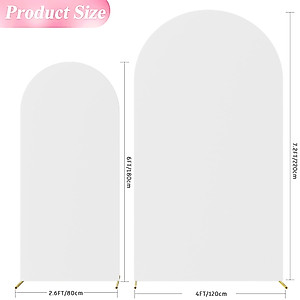 Wokceer Wedding Arch Cover 7.2FT, 6FT Spandex Fitted Wedding Arch Stand Covers 2 Set Round Top Chiara Arch Backdrop Stands Cover for Birthday Party Ceremony Banquet Decoration White