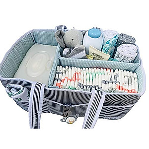 Lily Miles Baby Diaper Caddy - Large Organizer Tote Bag for Infant Boy or Girl - Baby Shower Basket - Nursery Must Haves - Registry Favorites - Collapsible Newborn Caddie Car Travel