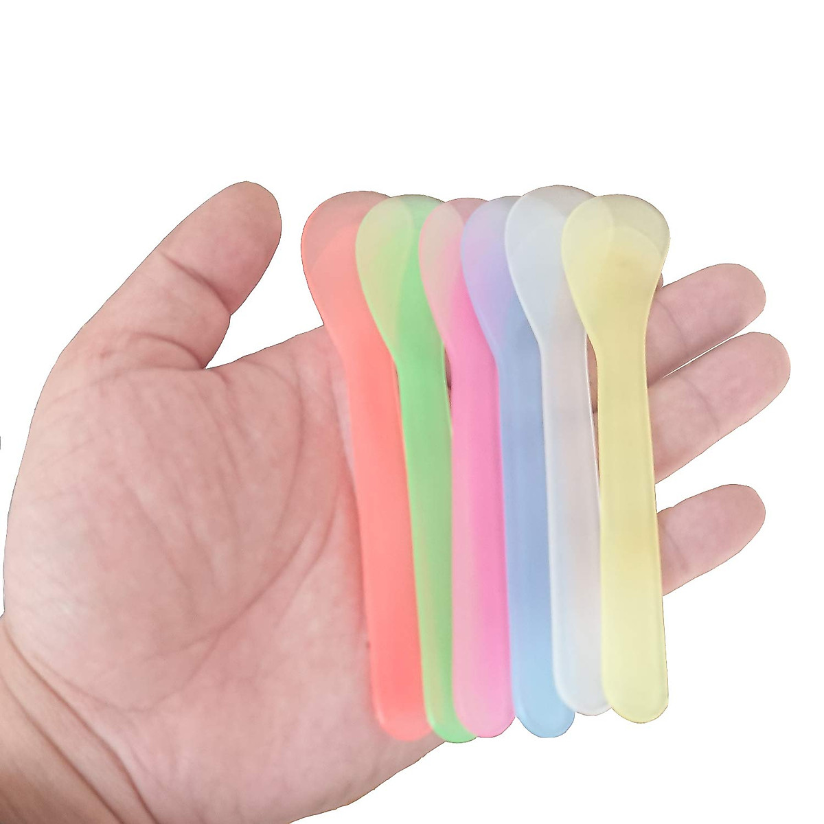 HNXAZG 60 Pcs Cosmetic Spatula Makeup Face Plastic Spoon for Facial Skin Care Spoon Spatulas, 5 Inch Multicolor