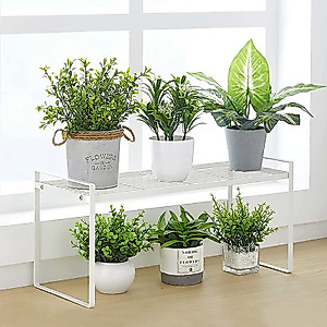 Kitchen Cabinet Storage Rack Bedroom Under Sink Countertop Metal Shelf with L Key White Iron,Space Saving Steel Frame Stackable Rust Resistant Non Slip White