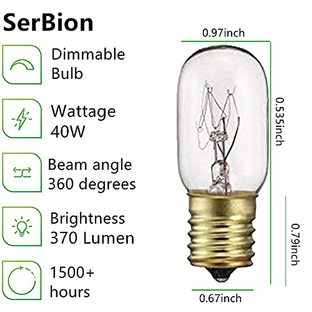 Microwave Light Bulb, Over Stove Appliance Replacement 40W Incandescent for Refrigerator, 40W E17 120V Indicator Intermediate Base Microwave Oven Bulb, Microwaves and The Lava Lamps - Replaces, 8Pack