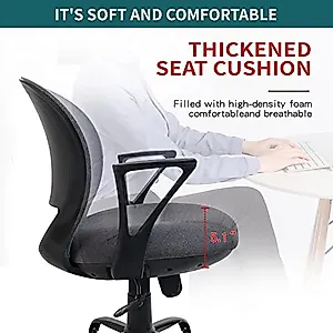 CLATINA Mid Back Office Desk Chair with Comfortable Thickened Seat Cushion Fabric Ergonomic Swivel Computer Task Chair with Armrest for Home Office Studying, Grey