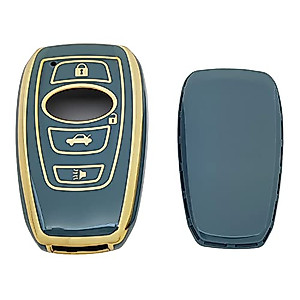 vurbemes 360 Degree Soft TPU Protector Key Fob Cover Case Compatible with Subaru Forester Outback BRZ Legacy CrossTrek Key Fob (Blue)