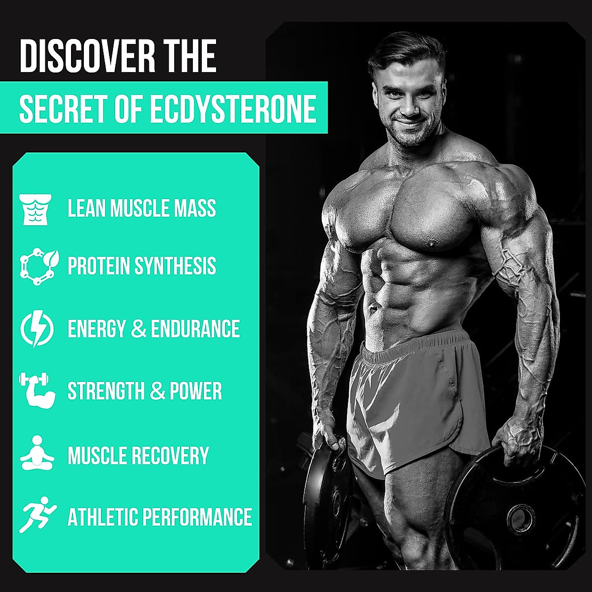 Thalacy 1200MG Beta Ecdysterone Supplement, 98% Maximum Purity Ecdysterone Supplements for Lean Muscle Mass, Athletic Performance & Strength, 60 Capsules