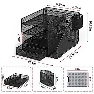 BOHDK Desk Organizer with Drawer and Pen Holder, 4-Tier Desk Organizers and Accessories, File Organizer for Workspace Office School Home