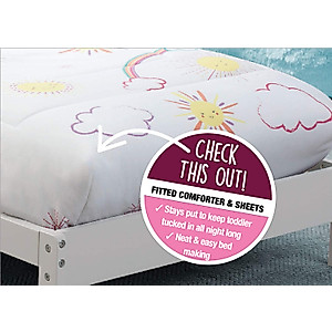 Delta Children Toddler Bedding Set | Girls 4 Piece Collection | Fitted Sheet, Flat Top Sheet w/Elastic Bottom, Fitted Comforter w/Elastic Bottom, Pillowcase, Sunshine | Multi Color