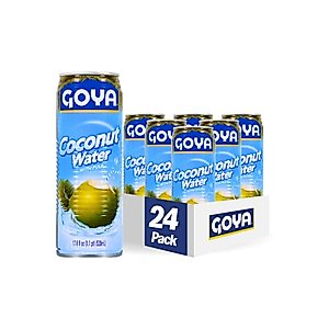 Goya Foods Coconut Water With Pulp, Real Coconut Pieces, 17.6 Fl Oz, Pack of 24, (33939)