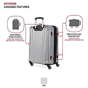 SwissGear 3750 Hardside Expandable Luggage with Spinner Wheels, Silver, Checked-Medium 24-Inch