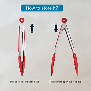 Korean Barbecue Scissors Clip and BBQ Tongs Set for Cooking 3PCS Multifunctional Korean BBQ Tool Set Ultra Sharp Kitchen Shears Silicone BBQ Pastry Oil Brush(Red)