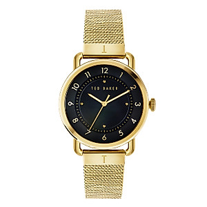 Ted Baker Women's Quartz Stainless Steel Strap, Gold, 18 Casual Watch (Model: BKPHRS2029I), Gold/Black